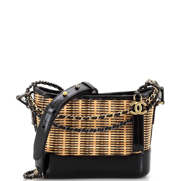 CHANEL | Bags | Chanel Gabrielle Hobo Rattan And Calfskin Small Black ...